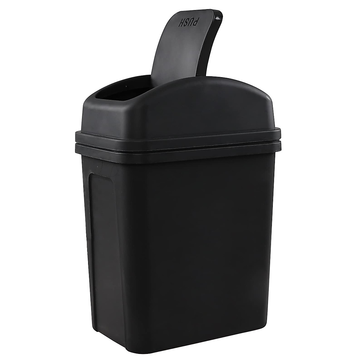 Idotry 1.8 Gallon / 7 Liter Plastic Trash Can, Small Garbage Bin with Swing Lid, Black