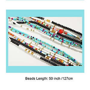 50 Inch Waist Beads for Women African Waist Beads Plus Size Layered Colorful Belly Beads Body Jewelry Non-Stretching Belly Chains（4PCSTurquoise)