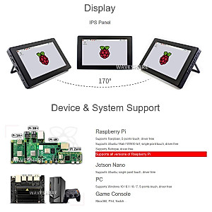 7inch HDMI LCD (H) Display Capacitive Touch Screen 1024x600 IPS LCD HDMI Module Compatible with Raspberry Pi, Jetson Nano,BB Black, Banana Pi Support Microsoft XBOX360 and Nintendo Switch