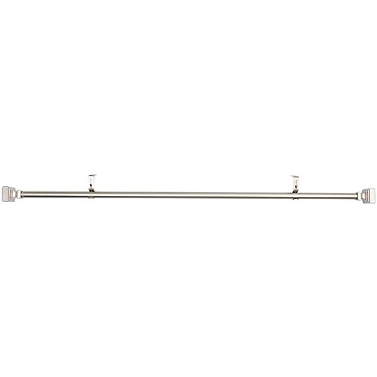 Amazon Basics 1" Wall Curtain Rod with Square Finials, 72" to 144", Nickel