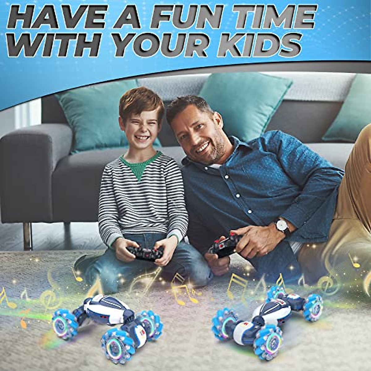 Dysaim Gesture RC Car, Gesture Sensing RC Stunt Car Toys for Kids 6-12 yr, 2.4GHz 4WD Hand Remote Control Cars with Lights Music, Off-Road 360° Rotation RC Drift Car Birthday Gifts for Boys Girls