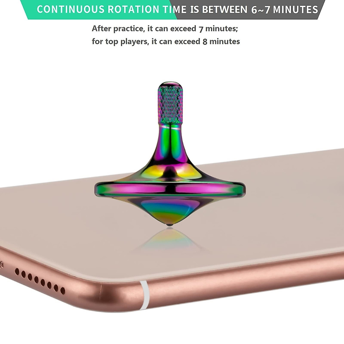 CHEETOP Precision Metal Spinning Top, Spin Smooth for A Long Time, Best Spin Time Over 8 Minutes, Perfect Balance Well Made EDC Desktop Gyro Toy for Office for Adults | Unique Gift (Iridescent)