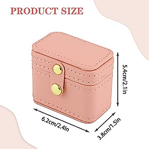 LEEFONE Ring Box Small Travel Jewelry Box Organizer, Mini Jewelry Case Portable Ring Storage Box, Practical Travel Gift for Girls & Women (Pink)