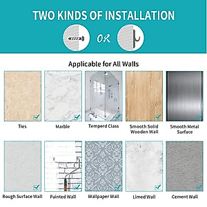 EATAKWARD 4 Pack Shower Caddy Basket Shelf with Soap Dish,Hair Dryer Holder &Hooks Strong Adhesive Wall Mounted Shelf Organizer Storage Rack 304 Stainless Steel Shelves for Bathroom Kitchen, Black