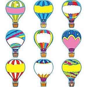 54 Pieces Colorful Hot Air Balloon Cutouts Hot Air Balloon Name Tags Labels Accents for Classroom Decor Bulletin Board School Playroom Baby Nursery Kids Bedroom Studio