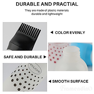 Framendino, 3 Pack Root Comb Applicator Bottle with Graduated Scale Colorful Plastic Squeeze Brush for Hair Dye Home Salon 6 oz