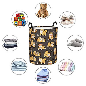 FeHuew Cute Dogs Shiba Inu Collapsible Laundry Basket with Handle Waterproof Fabric Hamper Laundry Storage Baskets Organizer Large Bins for Dirty Clothes,toys,Bathroom