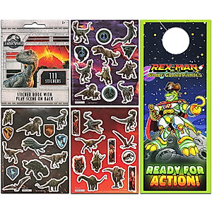 Fast Forward Jurassic World Backpack And Lunch Box Set - 16” Inch Jurassic World Backpack With Lunch Box Bundle with Water Bottle, Stickers, More | Jurassic World School Bag