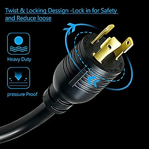 Zhudiyof Nema L6-30P 30-Amp Twist Locking Plug Male to 6-20R/ 6-15R T-Blade Adapter, STW 12-AWG 30Amp Generator to 20Amp 250V 6-20/ 15Amp 6-15R Adapter