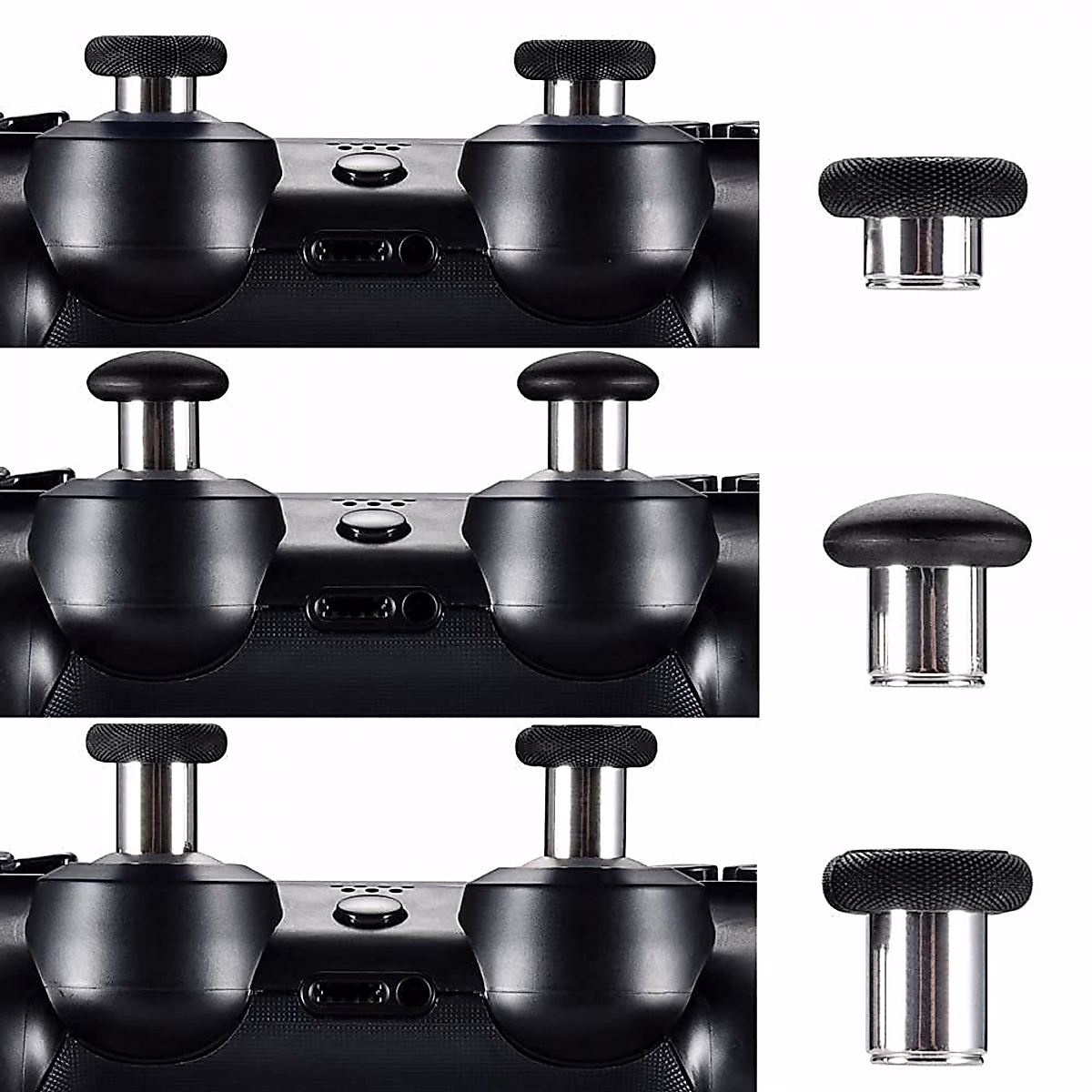 MMOBIEL 8 in 1 Magnetic Metal Thumbsticks Analog Joysticks Maximum Grip Compatible with PS4, PS4 Slim, PS4 Pro Dualshock, Xbox One, Xbox One Elite, Xbox One S Black Incl. (+) and T8 Torx Screwdriver