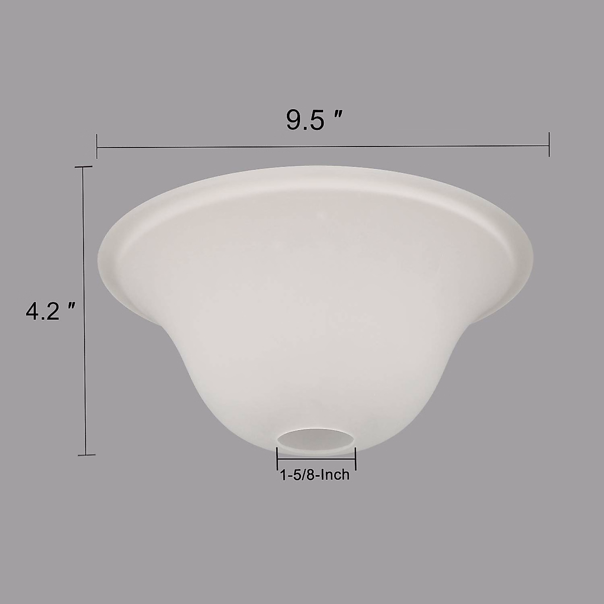 Giluta Small Floor Lamp Glass Shade Replacement Globe -Fitting Opening 1.625" Modern Frosted Style Light Fixture Shade, Height: 4.13 inches, Width: 9.45 inches. Lipless