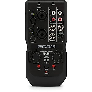 Zoom U-24 Handy Audio Interface, 2-Channel Portable USB Audio Interface, 2 XLR/TRS Combo Inputs, MIDI I/O, RCA Outputs