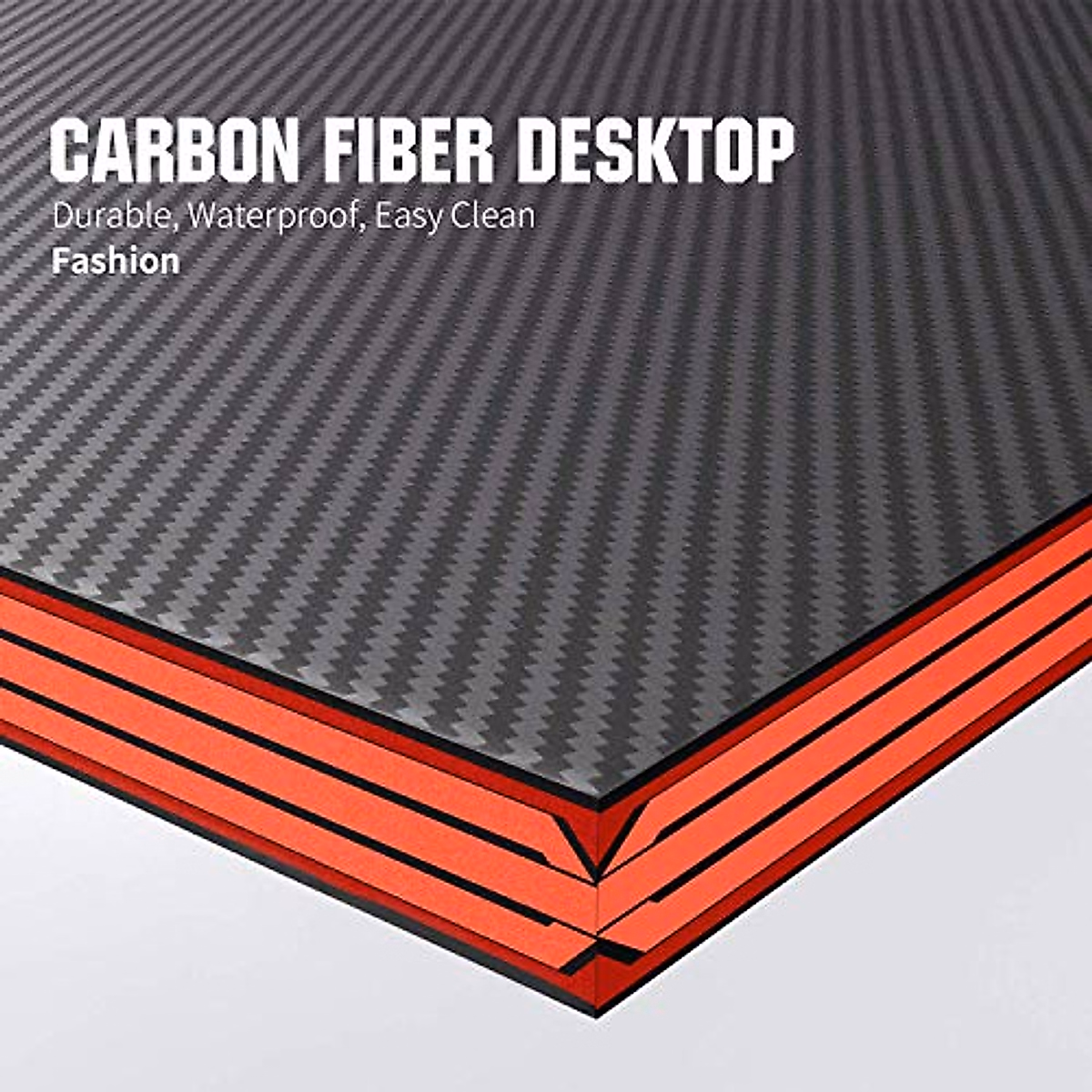 Devoko L Shaped Gaming Desk 51 Inch Computer Corner Table Home Office Desk Gamer Table with Large Monitor Riser Stand Carbon Fibre Surface (Black)