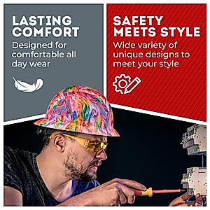 Acerpal Full Brim Non-Vented Psychedelic Art Design Matte Finish OSHA Hard Hat with 6 Point Suspension