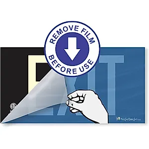 Photoluminescent Exit Sign Black W/Holes and Hardware - Aluminum Code Approved UL 924 / IBC/NFPA 101 (Directional Arrows Included) NightBright USA Part ULB-050-HH