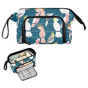 Yasala Pencil Case Cockatoo Cartoon Pen Pouch Holder Art Kits Storage Bag Cosmetic Organizer Carrying Case for Office Supplies Travel Bag for Makeup Large Stationary Bag with Handle