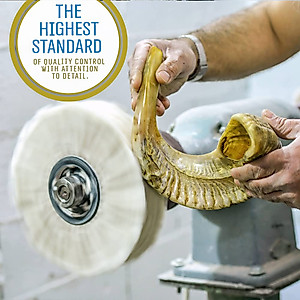 Handcrafted Kosher Ram Shofar from Israel – 14"-16" Musical Horn with Shofar Bag – Decorative, Functional Jewish Gifts for Women & Men by Holy Voice, Half Polished