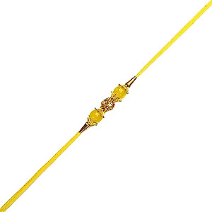 Tarini Gallery Set of 5 Rakhi for Brother Bhabhi and Bhatija Bhai Bhaiya Raksha Bandhan gift Rakhi Thread Rakhi with Roli Chawal and Greeting card gift pack in pouch/Potli bag (Set-2)