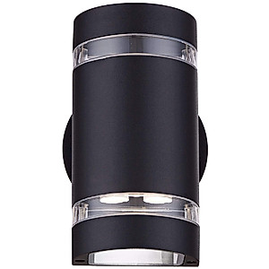 Wynnsboro Modern Outdoor Wall Light Fixture LED Black Aluminum 7 3/4" Tempered Clear Glass Up Down for Exterior House Porch Patio Outside Deck Garage Yard Front Door Garden Home - Possini Euro Design