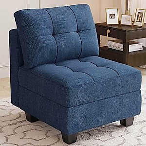Belffin Middle Module Seat for Modular Sofa Sectional Couch with Storage Accent Armless Sofa Chair Modern Fabric Blue