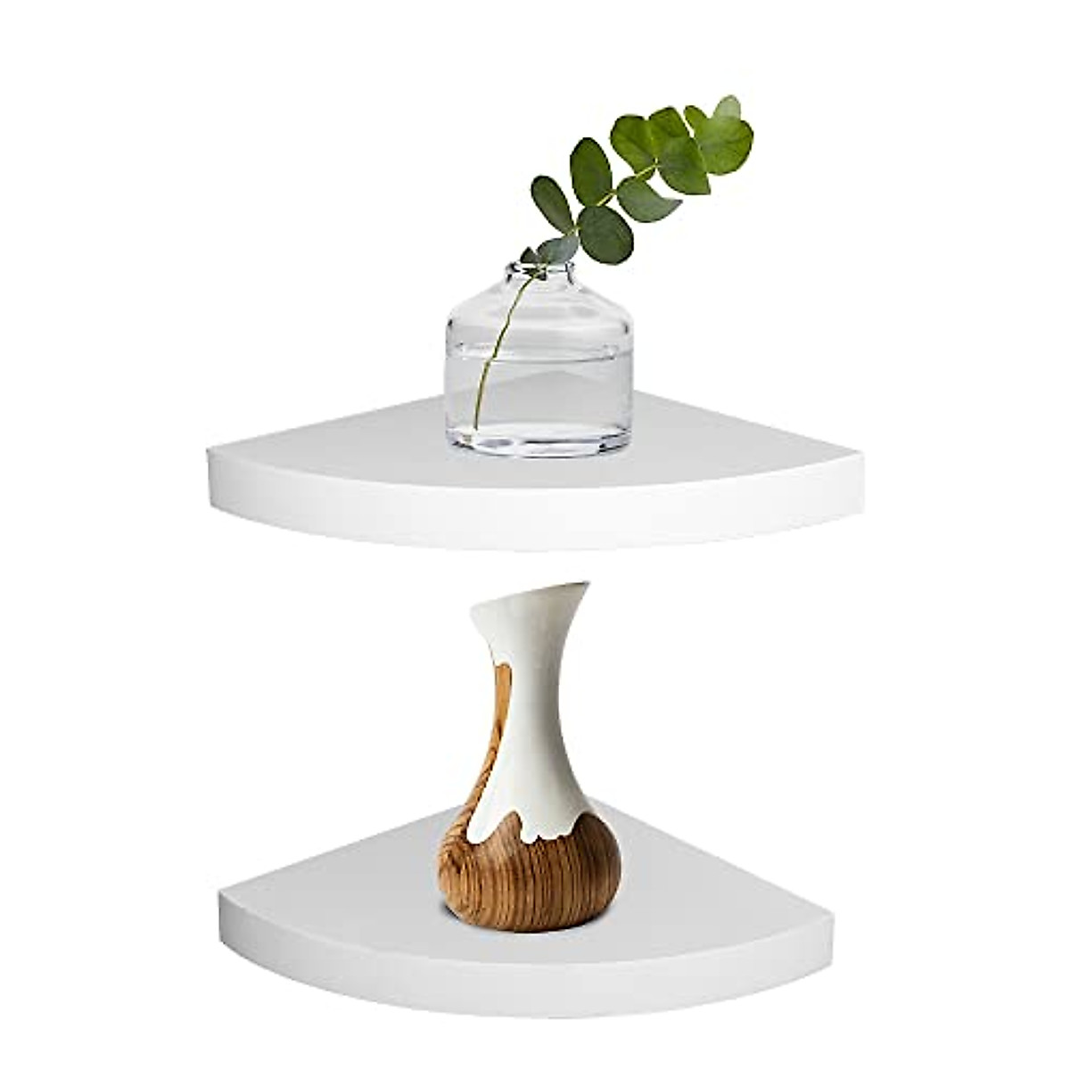 ZGZD Corner Shelf Invisible Wall Mounted Shelves Radial Shape Perfect for Bedroom Bathroom Living Room Kitchen Set of 2 White