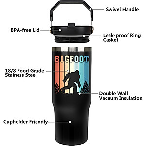 ysnifeiw 30oz Bigfoot Tumbler with Top Handle and Flip Straw Bigfoot/Sasquatch Gifts Cup for Dad Father's Day Birthday Christmas Gifts for Men