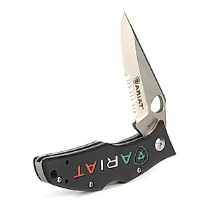 ARIAT Western Knife Hybrid 3" Blade Folding Knife Black Handle with Logo A710012401-M