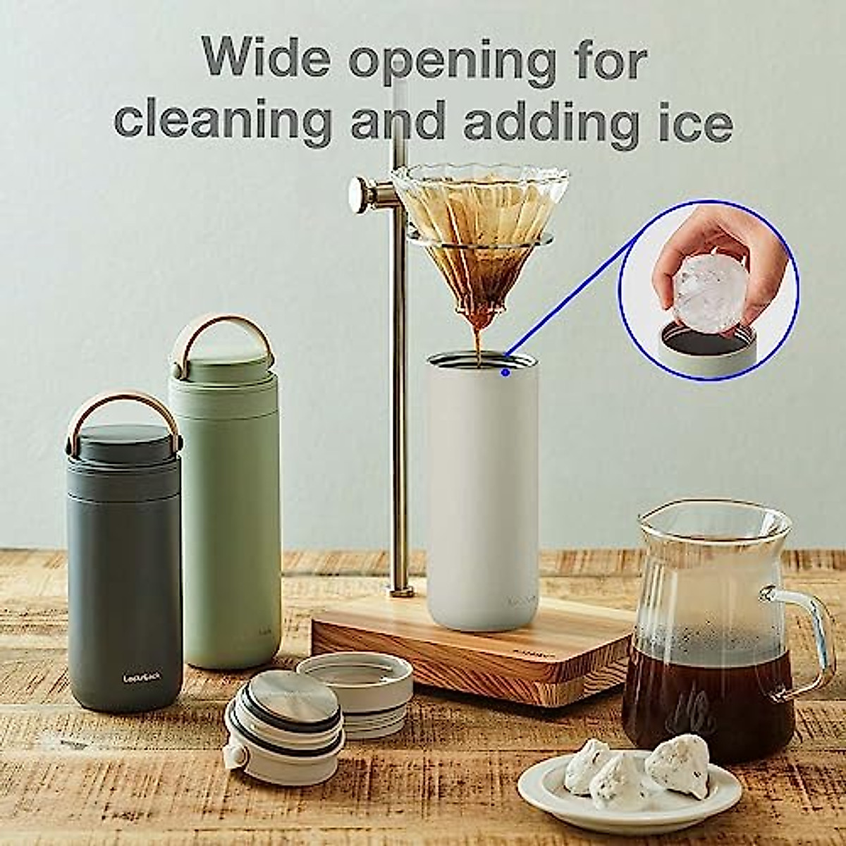 LocknLock Metro Two Way Tumbler Mint 16oz, BPA-Free Double Wall Stainless Steel Vacuum Insulated Tumbler with Leak-Proof Lid and Handle, Thermal Travel Water Bottle