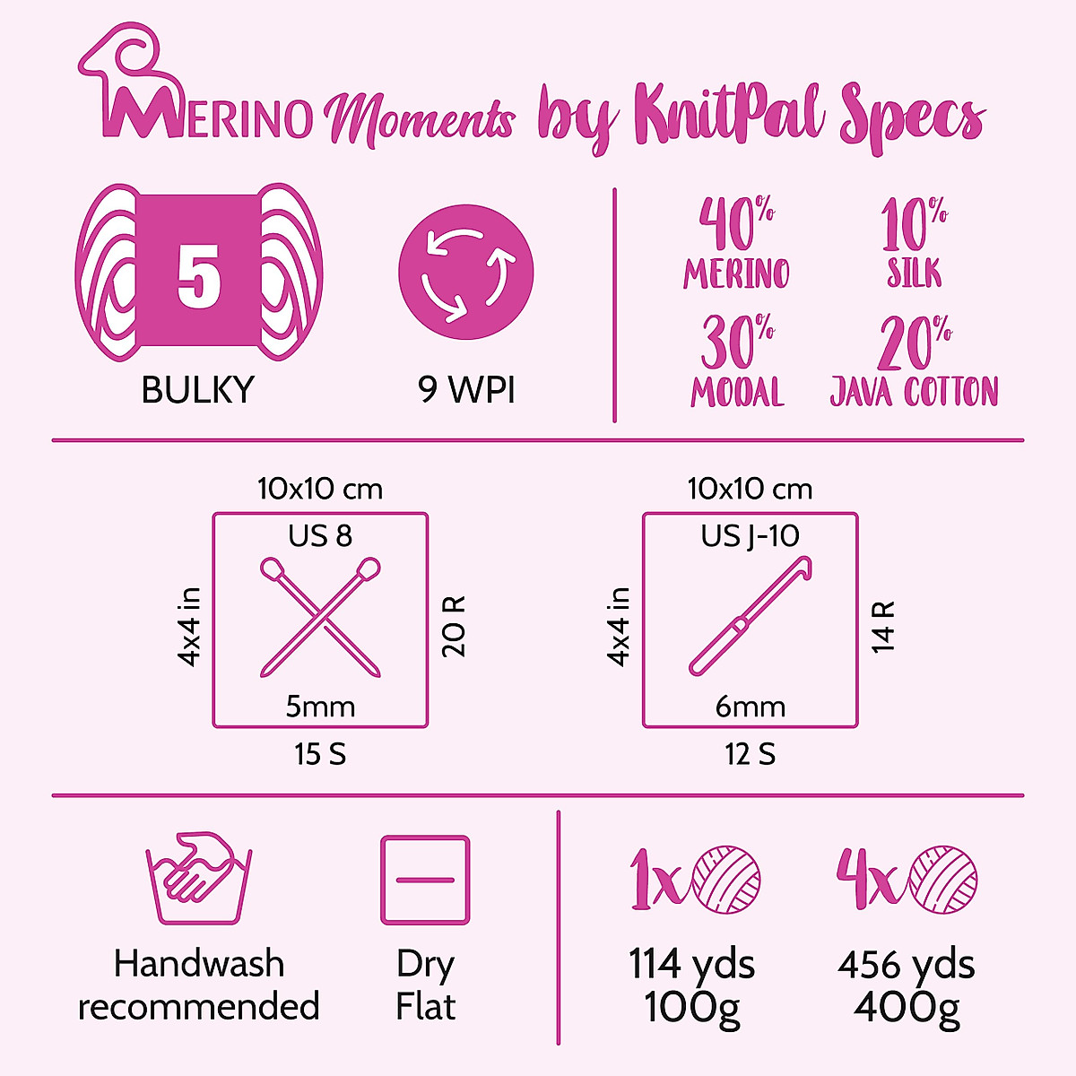 Merino Moments Chunky Merino Wool Yarn for Crocheting, 4 Skeins, 456Yds/400G, Free Patterns - Variegated Yarn for Knitting - #5 Bulky Weight - Blue Pack