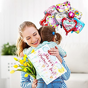 28 Pieces Happy Mother's Day Balloons Mother's Day Party Decorations Supplies Best Mom Ever Mom Day Foil Balloons Feliz Dia Mama Balloons Mother's Day Party Balloons for Mother's Day Party Decor