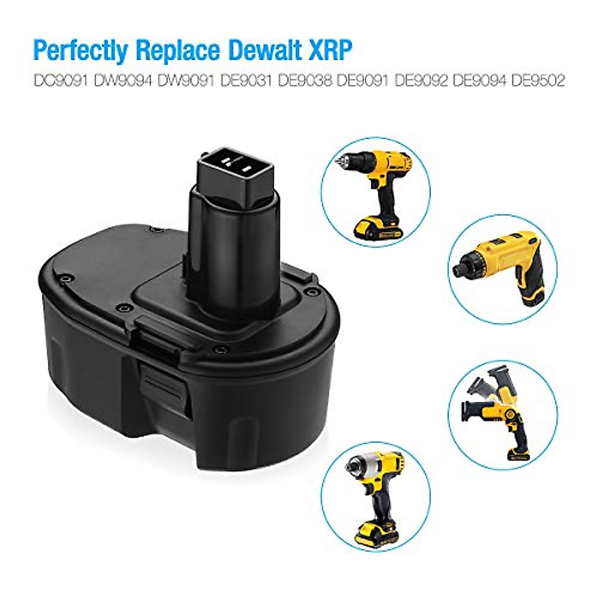Powerextra 3.7Ah DC9091 Battery Compatible with Dewalt 14.4V XRP Battery DW9091 DW9094 DE9038 DE9091 DE9092 Cordless Power Tools(2 Pack)