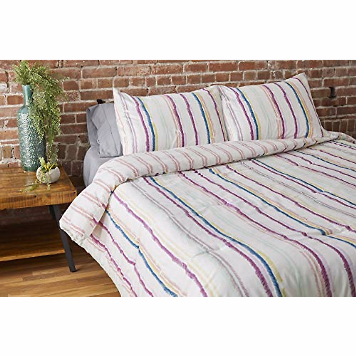 Refinery29 | Paulina Bedding Collection Modern Reversible Luxury Ultra Soft Comforter, All Season Premium 4 Piece Set, Design for Home Hotel Décor, (Full/Queen, White)