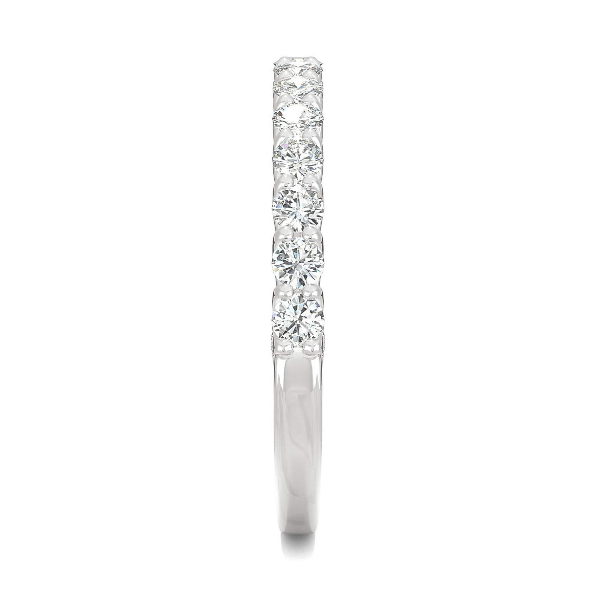 14K White Gold 2mm Round Moissanite Trellis Wedding Band-size 7 0.45cttw DEW by Charles & Colvard