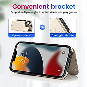 ACXLIFE iPhone 13 Case 13 Wallet Card Holder Case,Protective Cover with Credit Slot Holder and Slim Leather Case for iPhone 13 6.1Inch (p_Gold)