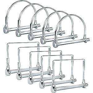 10 Pcs Shaft Locking Pin Safety Coupler Pin 1/4 Inch Diameter in 2 Shapes of Square and Arch for Farm Trailers Wagons Lawn Hitches and Garden (Silver)
