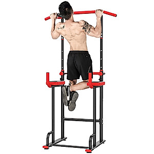 KDFJ Power Tower, Power Tower and Gym Tower, Dip Station, Pull-Up Bar, Full Body Workout, Multifunctional Weight Station A Varied Home Workout-Black