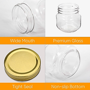 Encheng 8 oz Glass Jars With Lids,Ball Regular Mouth Mason Jars For Storage,Canning Jars For Caviar,Herb,Jelly,Jams,Honey,Dishware Safe,Set Of 24