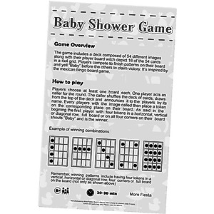 More Fiesta Baby Shower Bingo Tablas Game - Bilingual English Spanish, for up to 40 Players