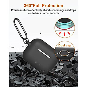SUPFINE Compatible with Airpods Pro 2nd Generation Case, Airpod Pro Case Cover 2022/2019 with Cleaner kit&Replacement Eartips, Soft Silicone Airpods Pro Case with Keychain and Lanyard (Black)