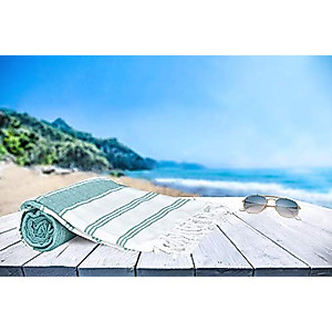 GLAMBURG Peshtemal Turkish Beach Towel 100% Cotton Oversized 36x71 Set of 6 for Adults, Soft Durable Absorbent Extra Large Hammam Bath Sheet - Teal