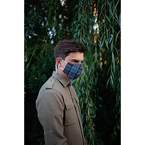 HOPE LOVE SHINE Cotton Face Masks with Adjustable Ear Loops and Filter Pocket for Adult Men and Women - Reusable, Breathable, and Washable - Green Plaid, Beige Plaid, Black, and Navy - 4 Pack