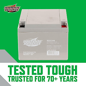 Interstate Batteries 12V 26Ah Battery (Nut & Bolt Terminal) SLA AGM VRLA Rechargeable Replacement for UPS Backup Power, Lawn & Garden, Solar (SLA1146)
