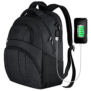 Backpacks for School Teens & Boys,Travel Laptop Backpack for Men with USB Charging Port, Business Anti Theft Durable Computer Bag Gifts for Teens Fits 15.6 Inch Laptop, Black