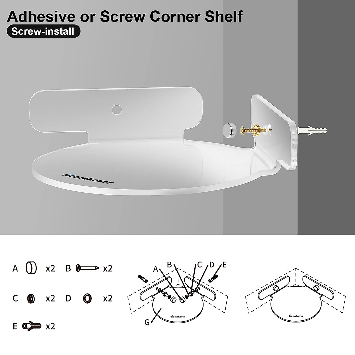 Acrylic Mini Circular Corner Shelf Mount for Security Cameras, Baby Monitors, Speakers, Plants & More, Universal Cam Holder, Easy to Install, Screwless with Damage-Free Replacement Strips (Clear)