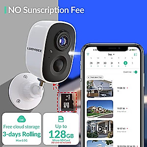 Luovisee Wireless Home Security Camera Outdoor WiFi with Light Night Vision Rechargeable Battery AI Motion Detection, Surveillance Wireless Camera Outdoor,1080p
