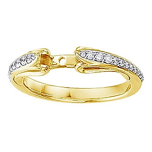 AFFY White Natural Diamond Engagement Wedding Band Ring In 14K Yellow Gold (0.16 Cttw),Ring Size-13