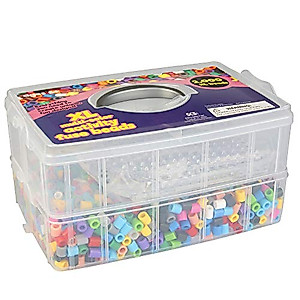 2,000 Piece XL Giant Biggie Fuse Bead Kit- Immediate Shipping, 3 XL Pegboards, 13 Colors, 6 Unique Templates,Melt Ironing Paper and Case- Works with Perler, Pixel Art Craft Project, Kids Holiday Party