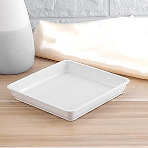Yardwe 10 PCS Square Plastic Plant Saucer Tray Plant Pot Saucer Flower Pot Tray for Garden Potted Water Drips and Soil 7 x 7 x 1.2 Inch (White)