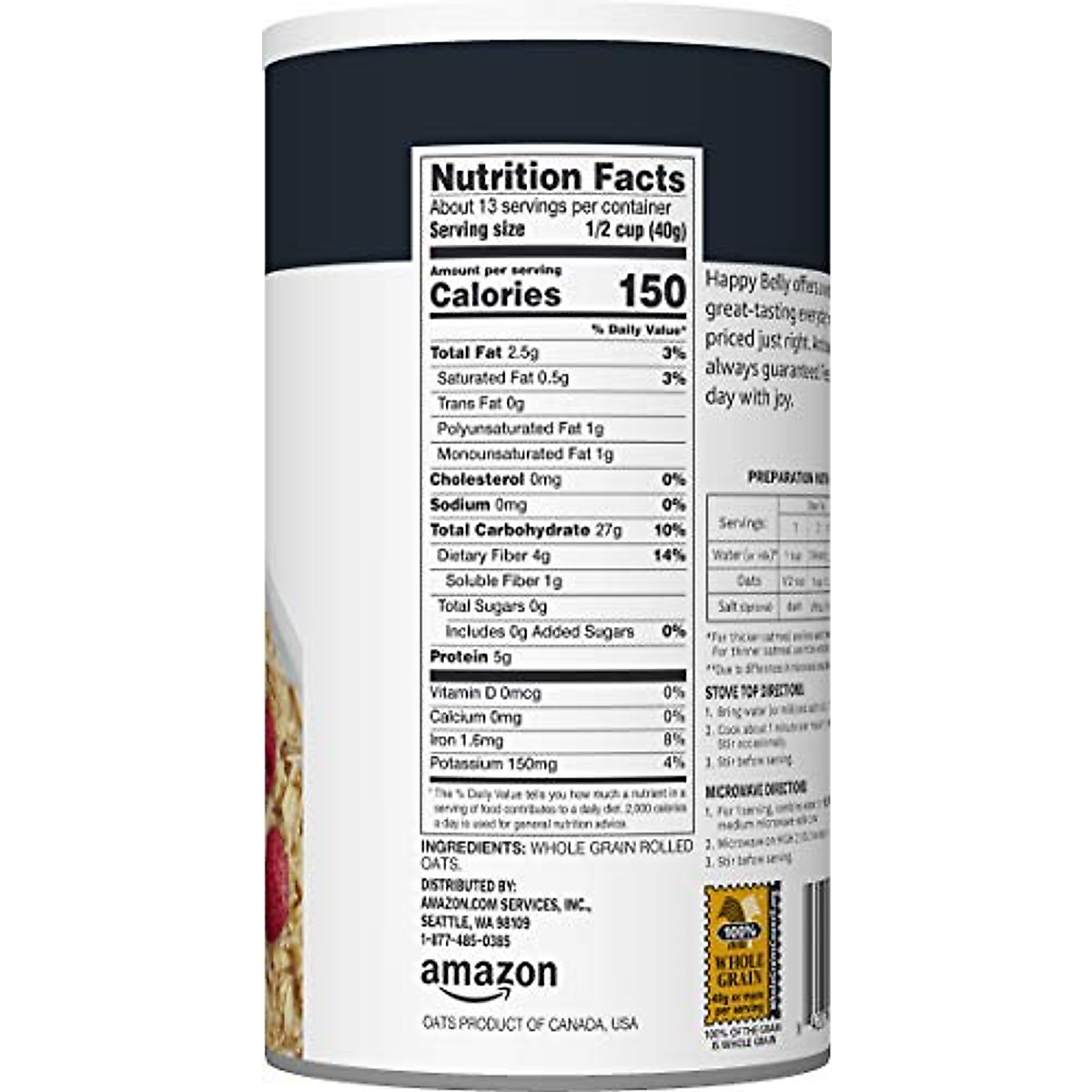 Amazon Brand - Happy Belly Old Fashioned Oats, 1.12 pound (Pack of 1)