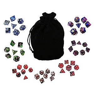 SUWEILE SZSZ 49 Pcs Resin Assorted Polyhedral Dices with Pouch for DND RPG MTG Game Toys D4 D6 D8 D10 D% D12 D20 0212
